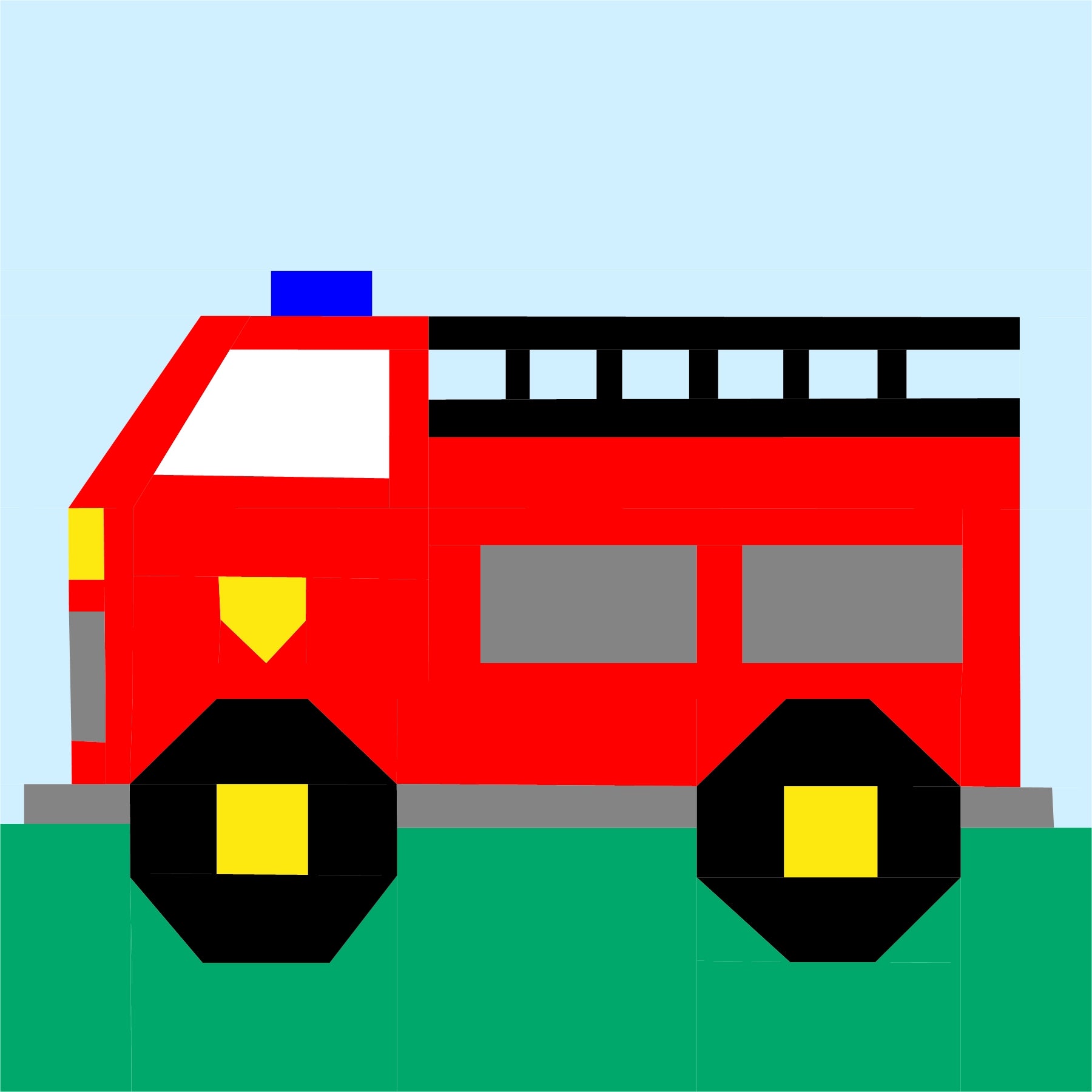 Fire Truck Paper Pieced Pattern – Quiet Play Designs